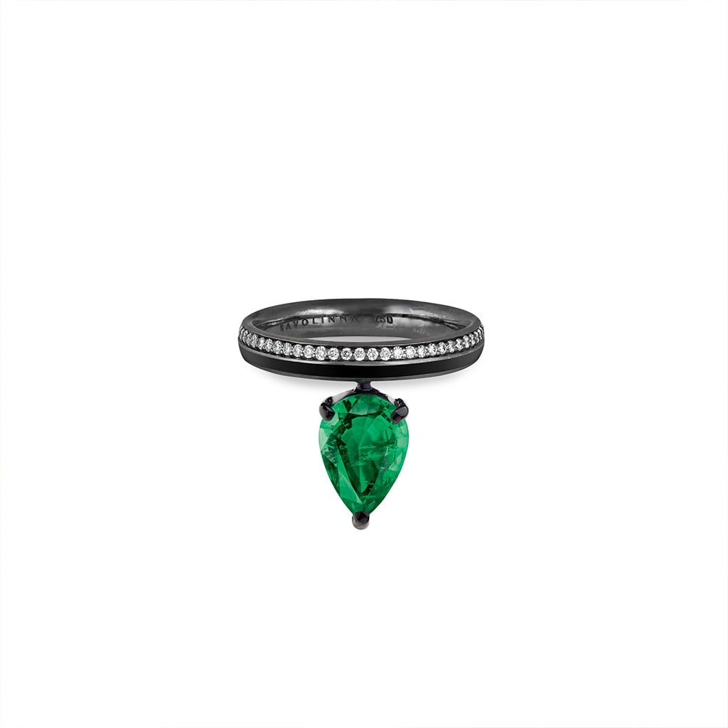 Linette Ring in Pear-Shaped Emerald - Savolinna Jewelry