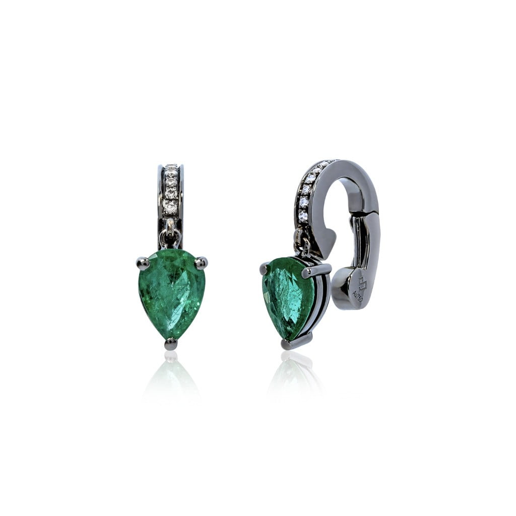 Linette Piorra Dancing Ear Cuff in Emeralds - Black Rhodium - Savolinna ...