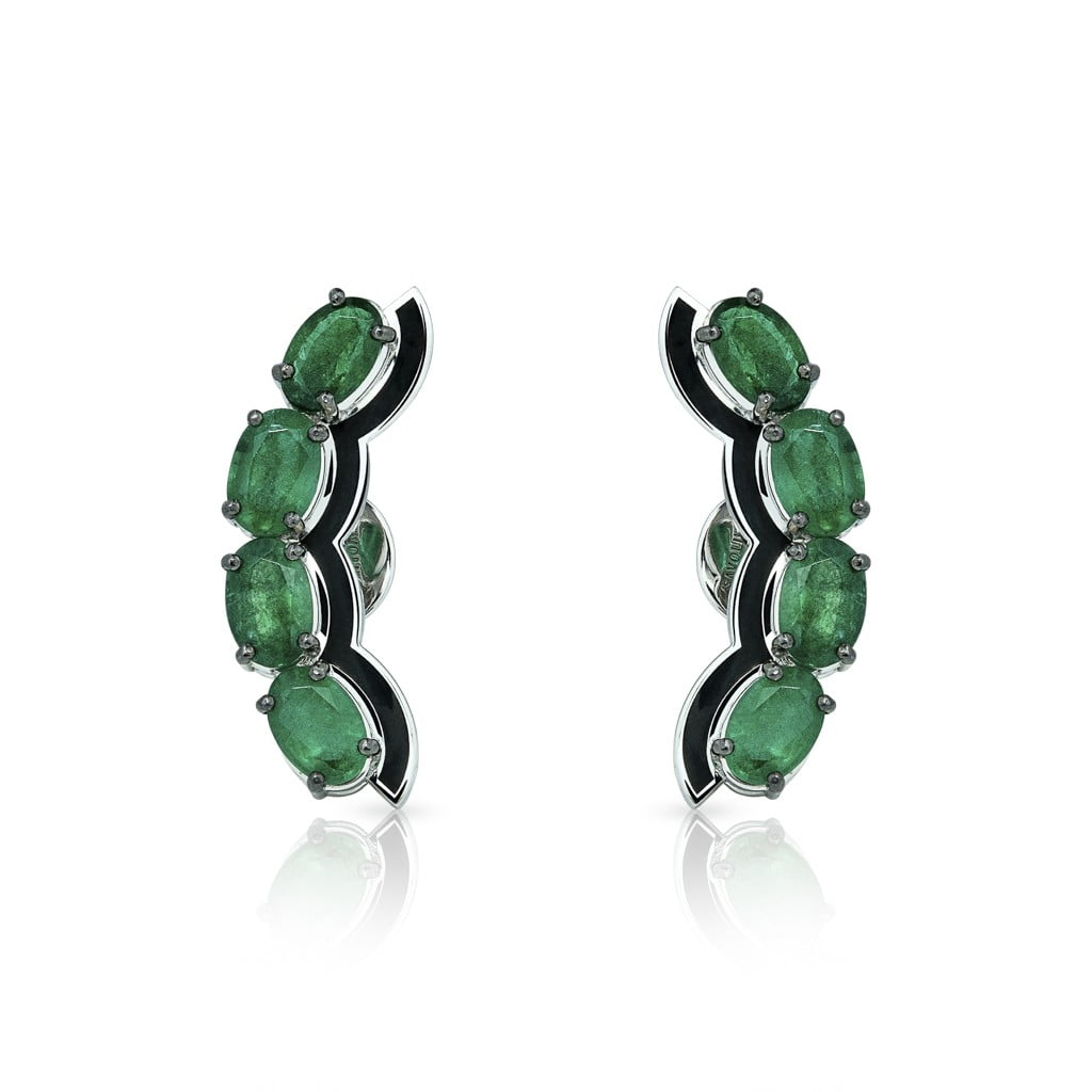 Scala Oval Studs in Emeralds - Savolinna Jewelry
