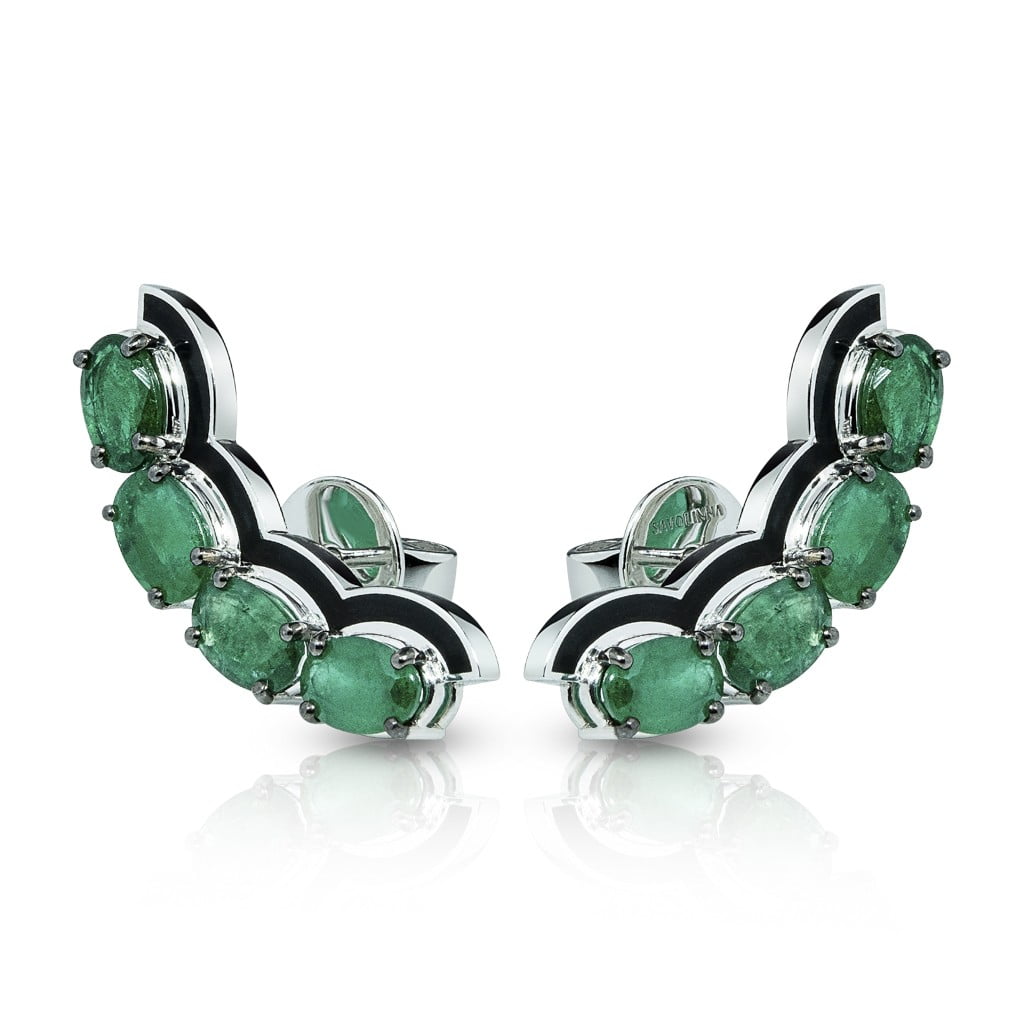 Scala Oval Studs in Emeralds - Savolinna Jewelry