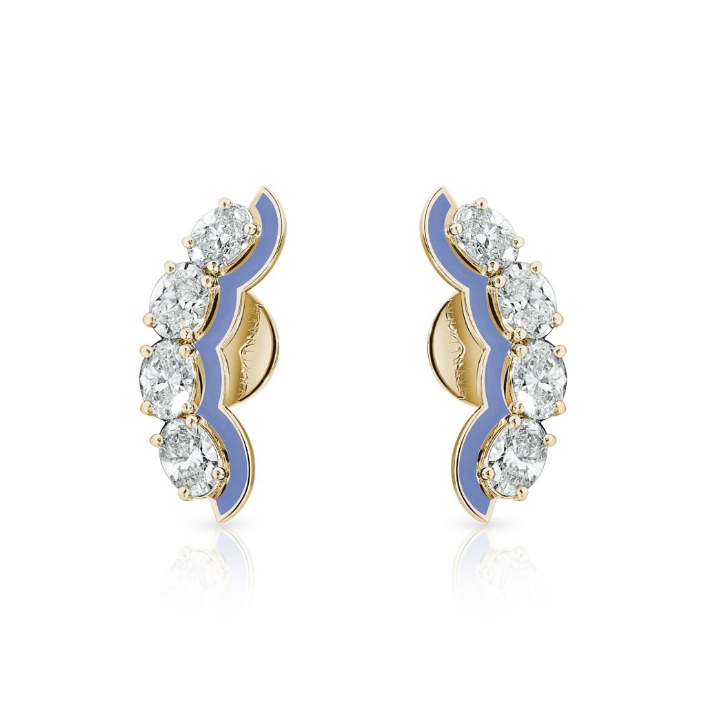 Scala Oval Studs in Diamonds - Savolinna Jewelry