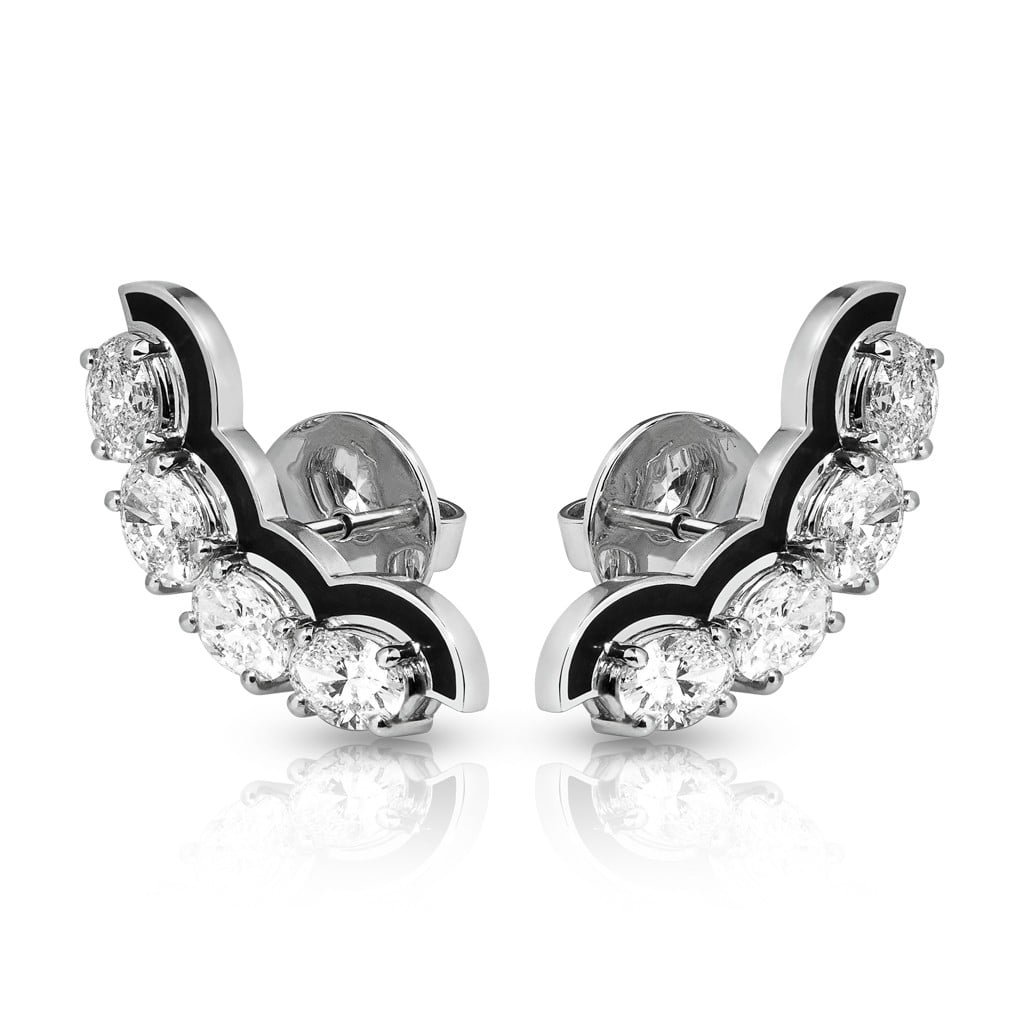 Scala Oval Studs in Diamonds - Savolinna Jewelry