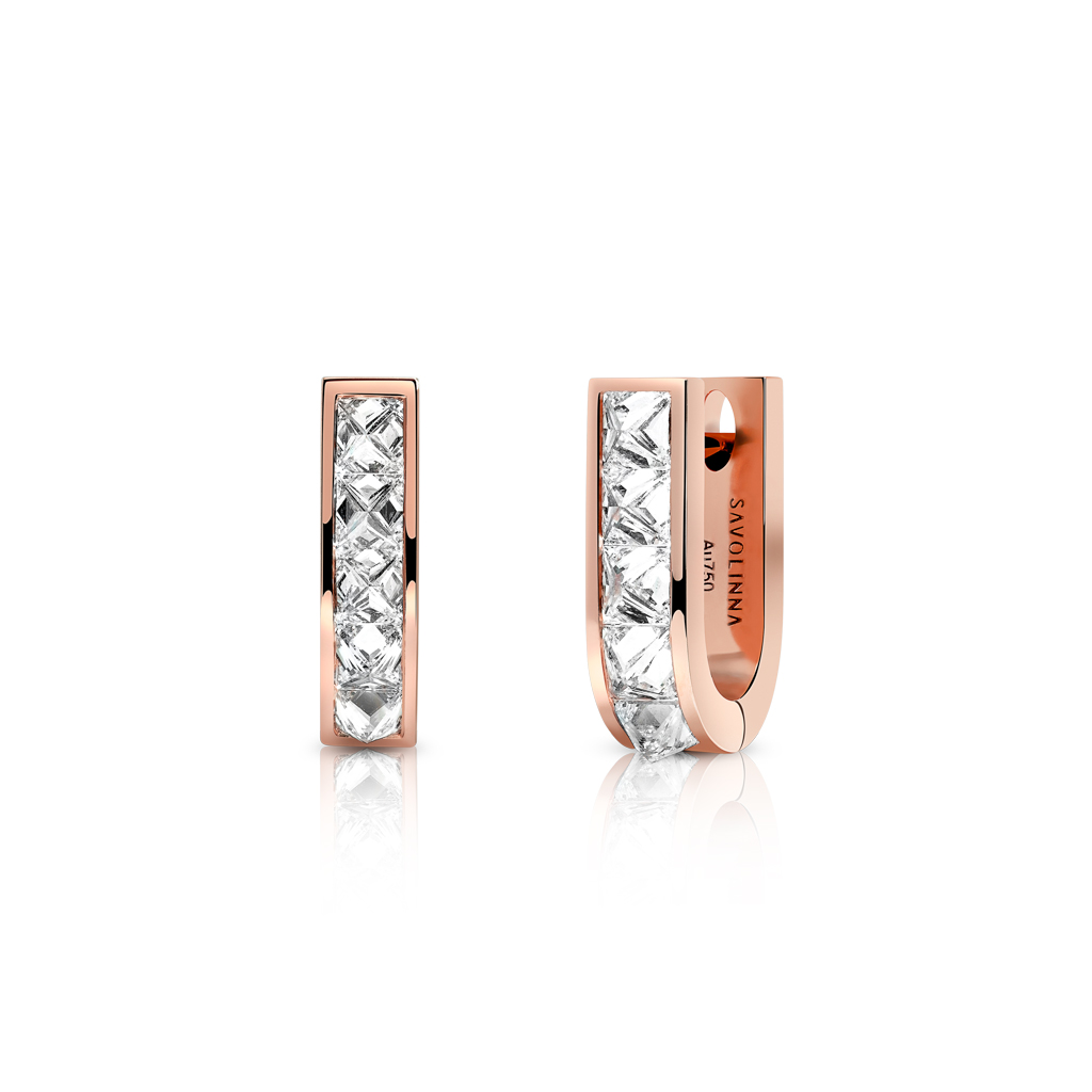 Be Spiked Mini Huggies Single Row in Diamonds Rose Gold - Savolinna Jewelry