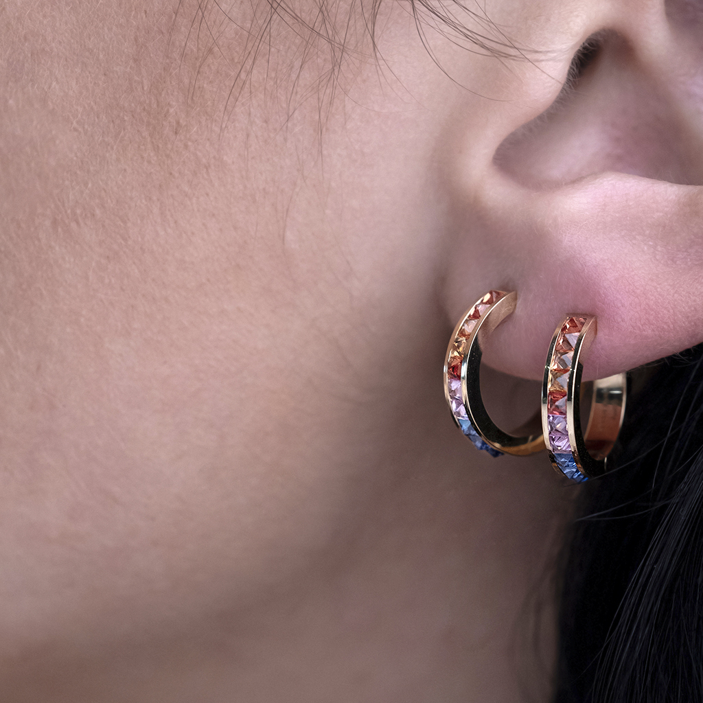 Be Spiked Mini Spectrum Hoops Yellow Gold - Savolinna Jewelry